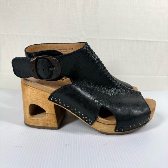 Dansko | Shoes | Dansko Octavia Platform Sandal Black Leather Wood Size ...
